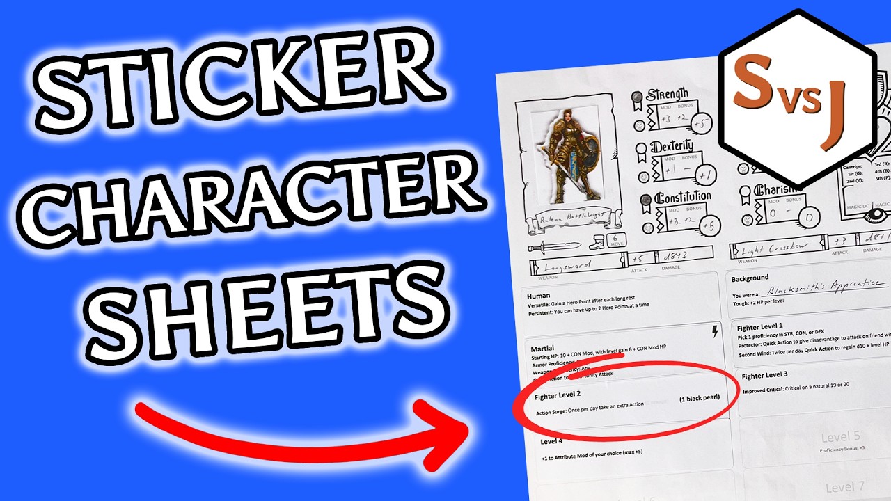 D&D Character Sheets That Use Stickers to Level Up