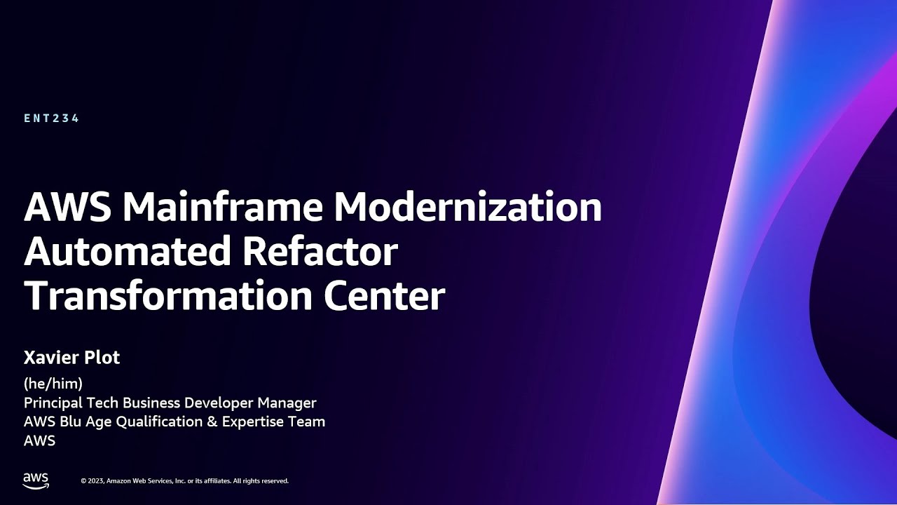AWS re:Invent 2023 - AWS Mainframe Modernization Automated Refactor Transformation Center (ENT234)