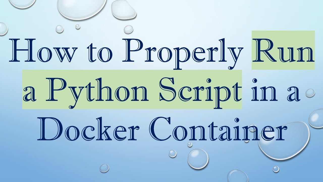 How to Properly Run a Python Script in a Docker Container