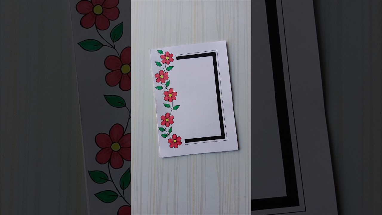 Red Flower Side Border with Black Frame | Modern Mix/6 easy border design/Priyanka Gunval #shorts
