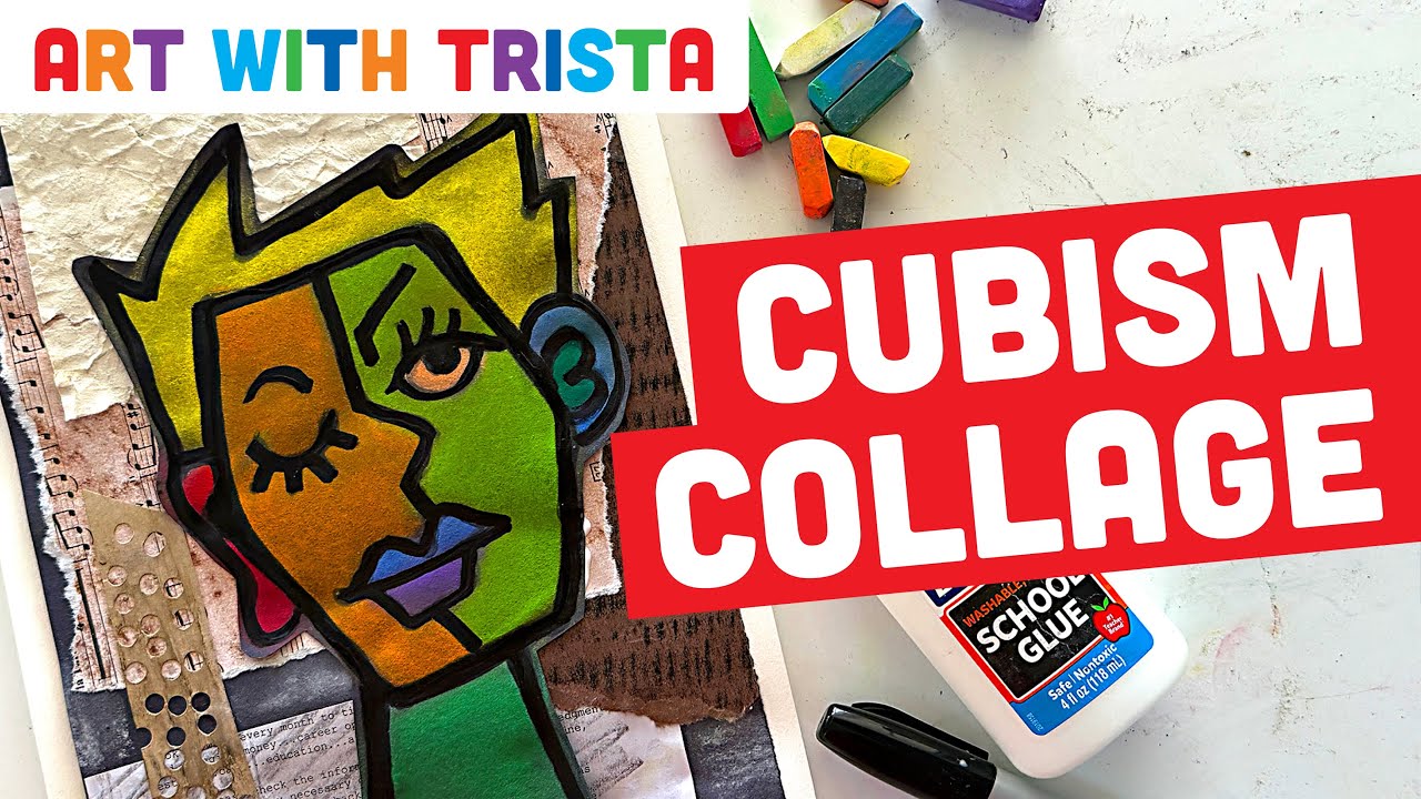 Cubism Portrait Collage Inspired by Pablo Picasso Art Lesson - Art With Trista Video Tutorial