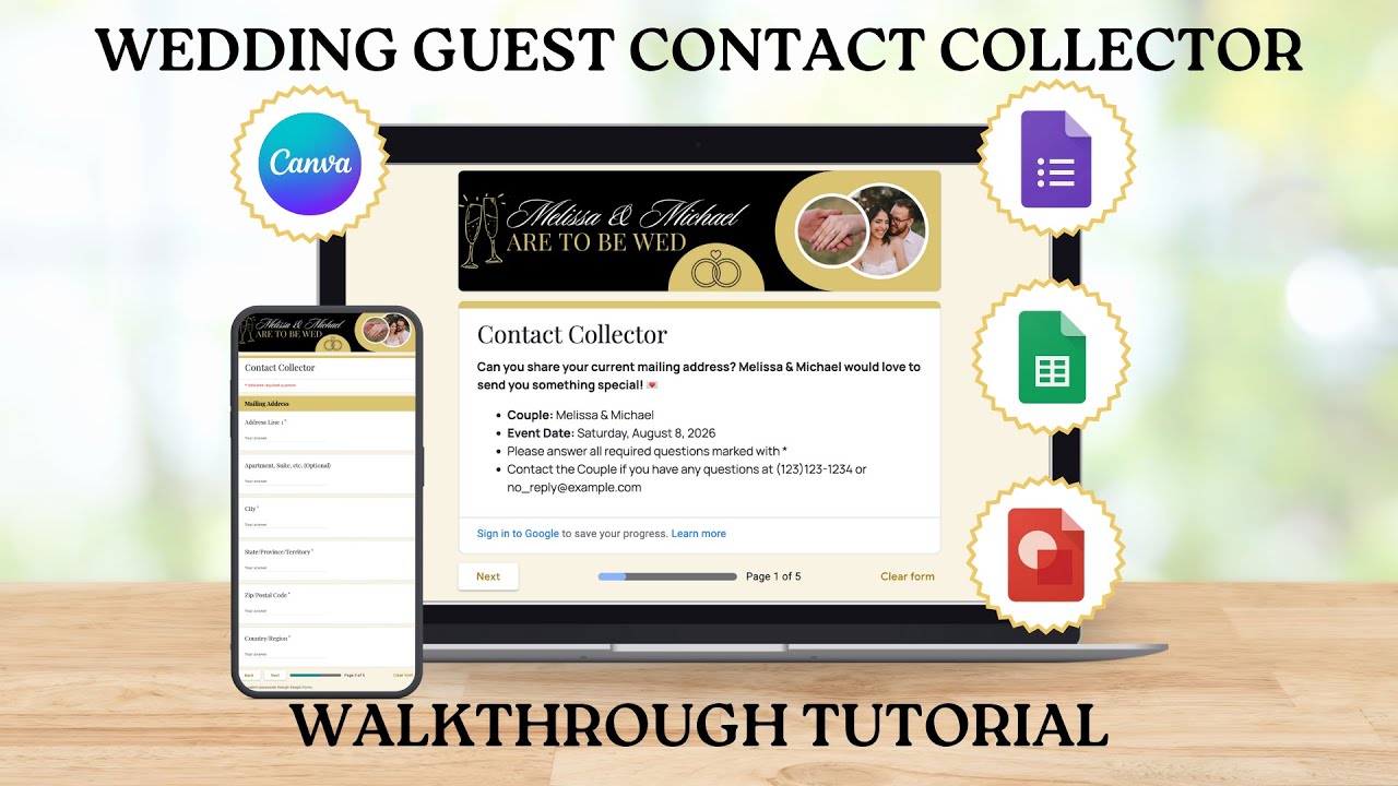 Wedding Planning Contact Collector Walkthrough Tutorial | Google Forms, Google Sheets, Canva