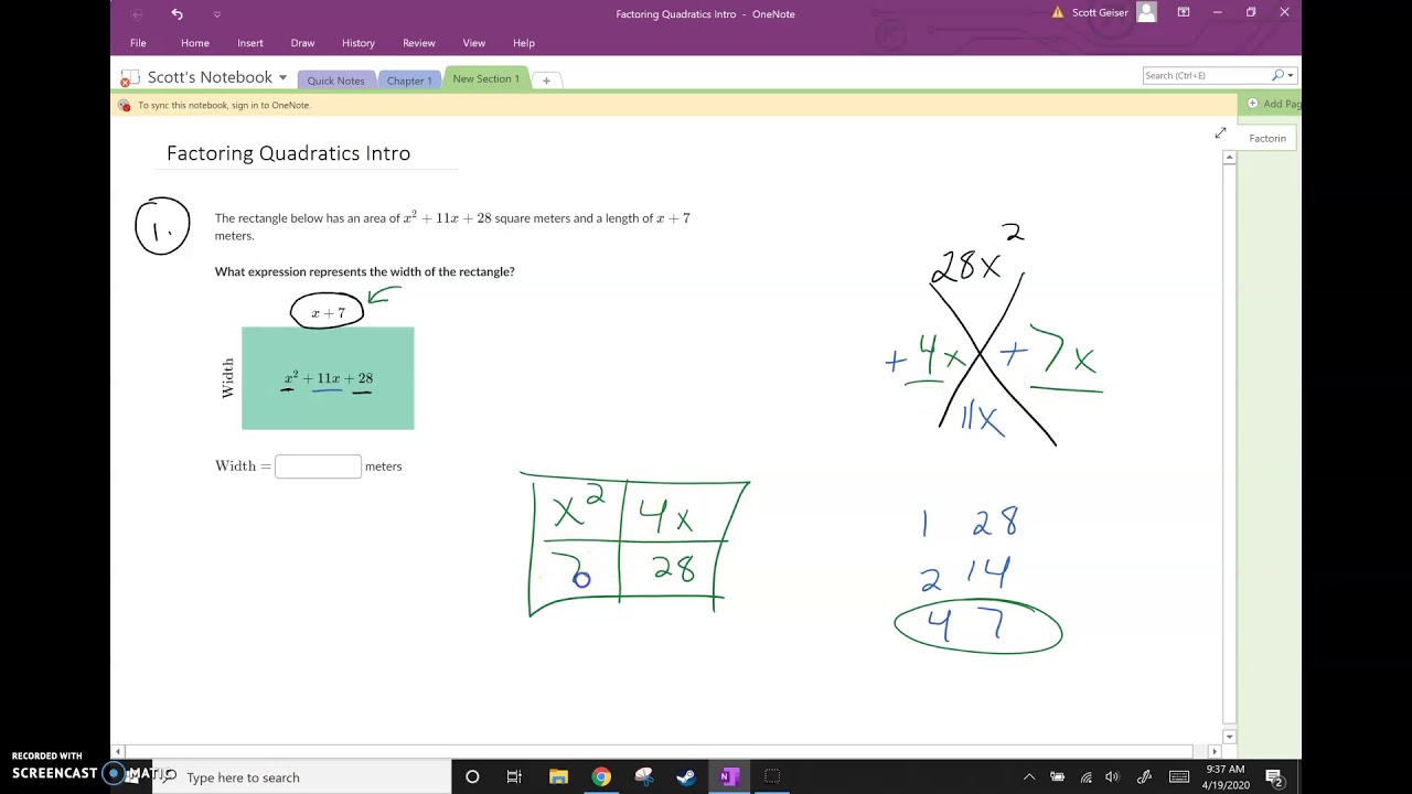 Factoring Quadratics Intro