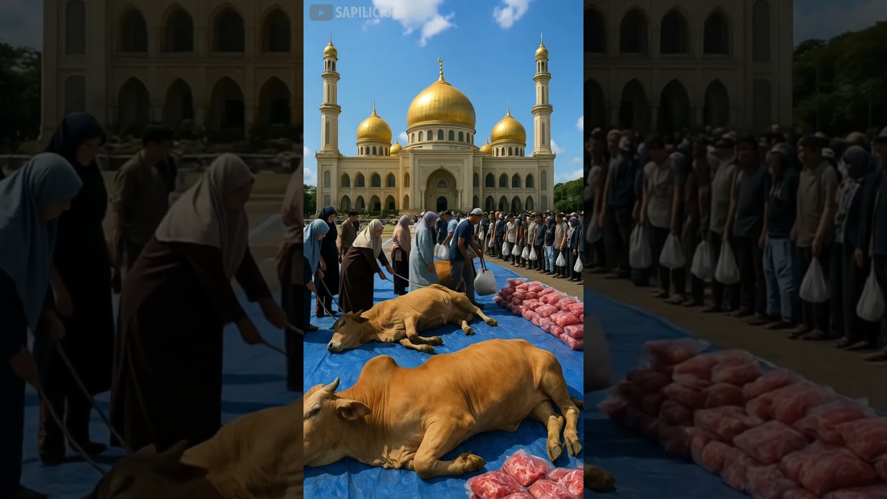Eid al-Adha Qurban Distribution at the Grand Mosque #shorts #cow