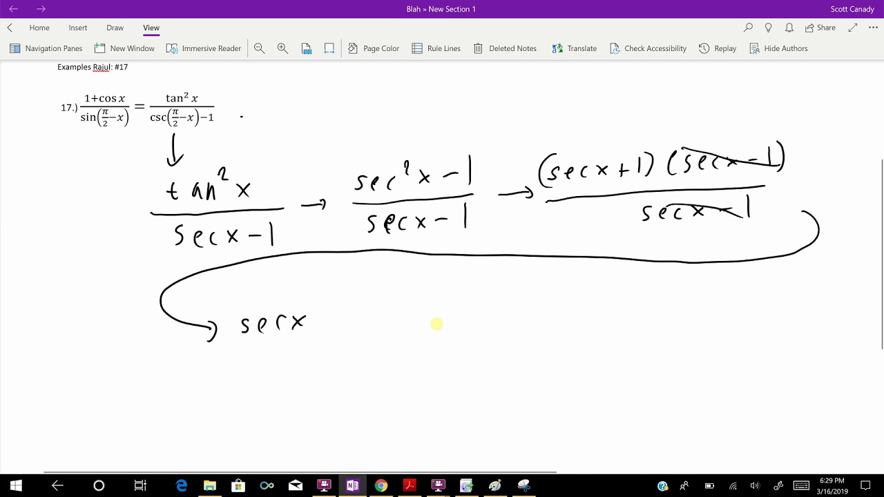Precalculus Basic Trigonometric Identities, Example: Rajul 17