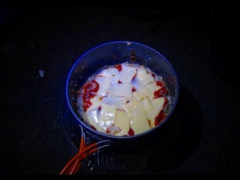 Deconstructed pizza - gourmet backpacking food