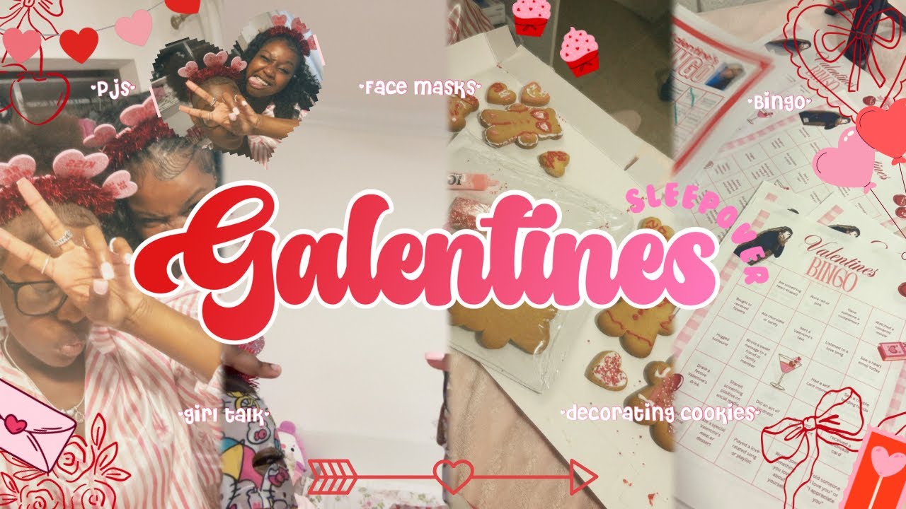 Valentine’s Day Sleepover♡︎| girl talk/ bingo, facemasks, matching pjs ♡︎