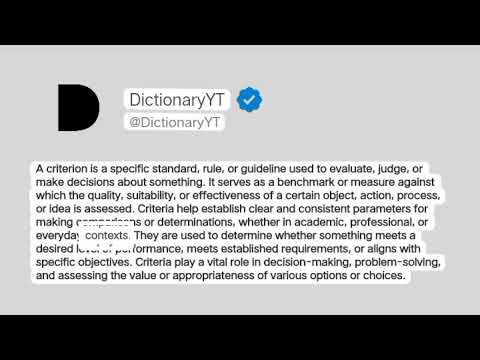 Criterion Meaning in English
