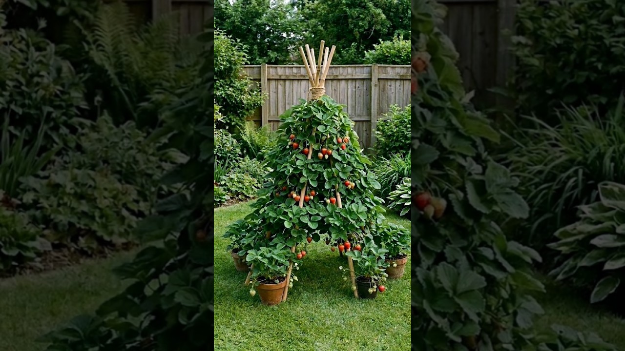 This DIY strawberry tower is INSANE! 🌱🍓#shorts#diy