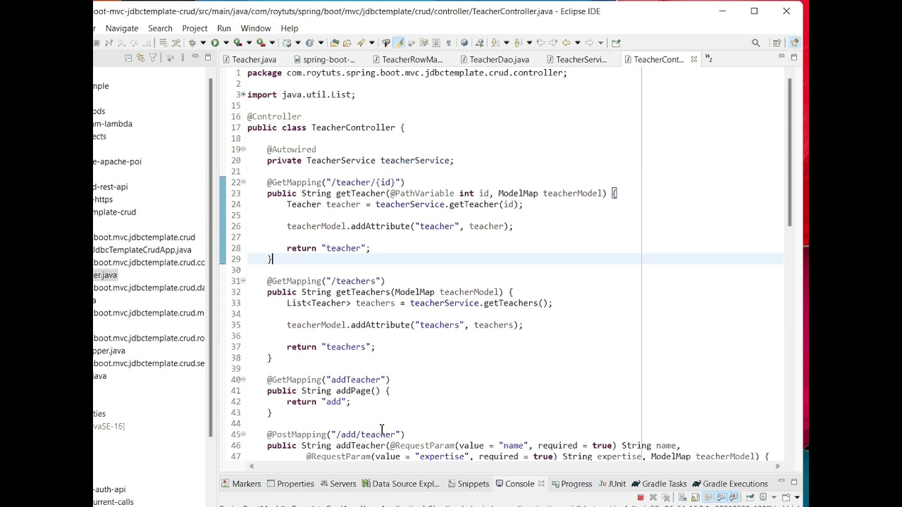 Spring Boot MVC JdbcTemplate CRUD Example