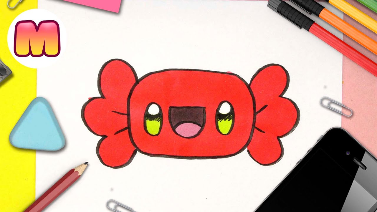 HOW TO DRAW A KAWAII CANDY - How to draw kawaii food - EASY AND STEP BY STEP