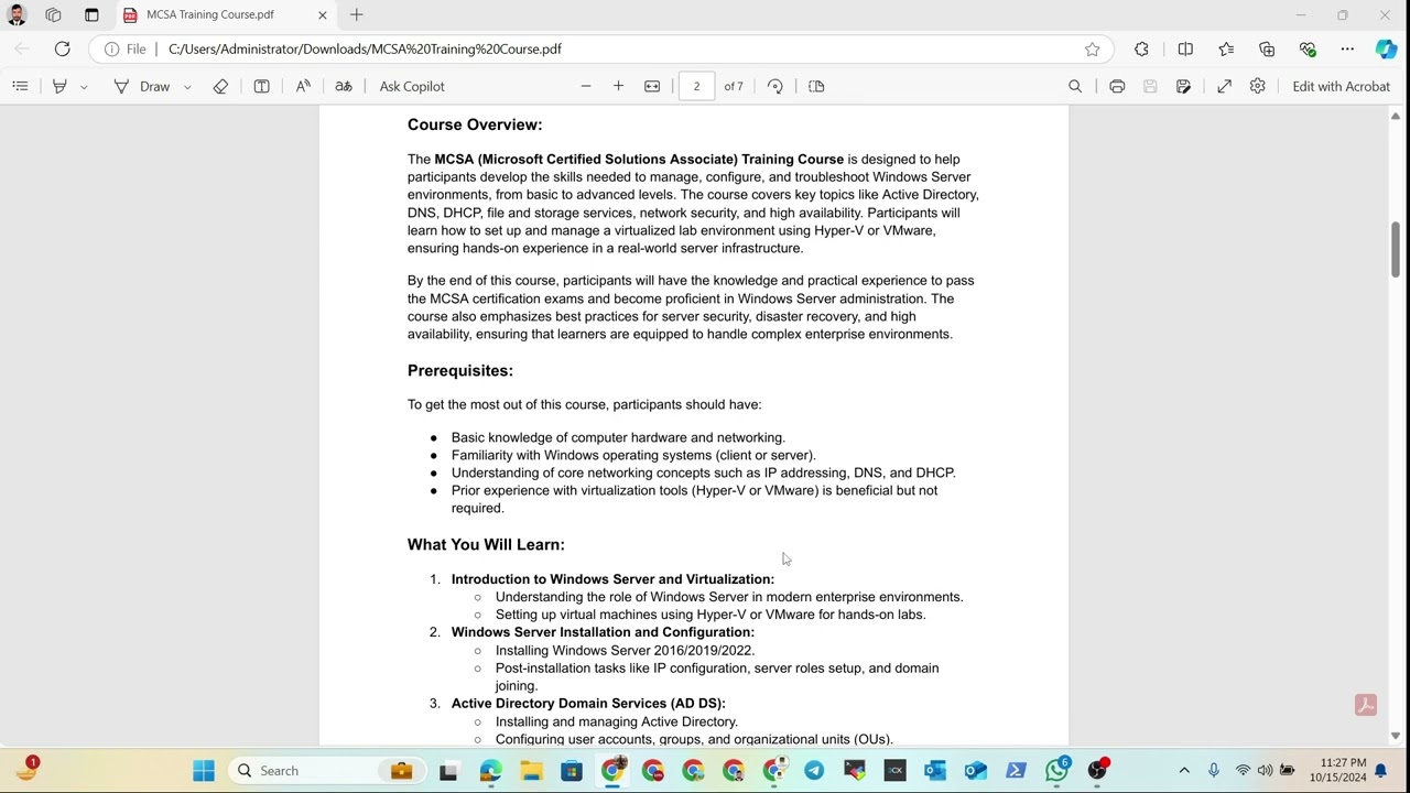 00 Course outline  || MCSA Training - Windows Server Administration