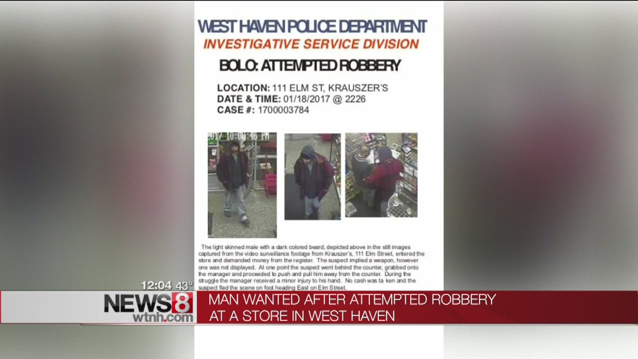 West Haven Police search for suspect in attempted armed robbery