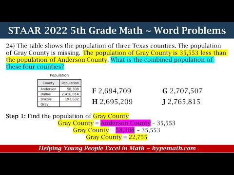 2022 STAAR Math ~ 5th Grade (Word Problems) Part 1