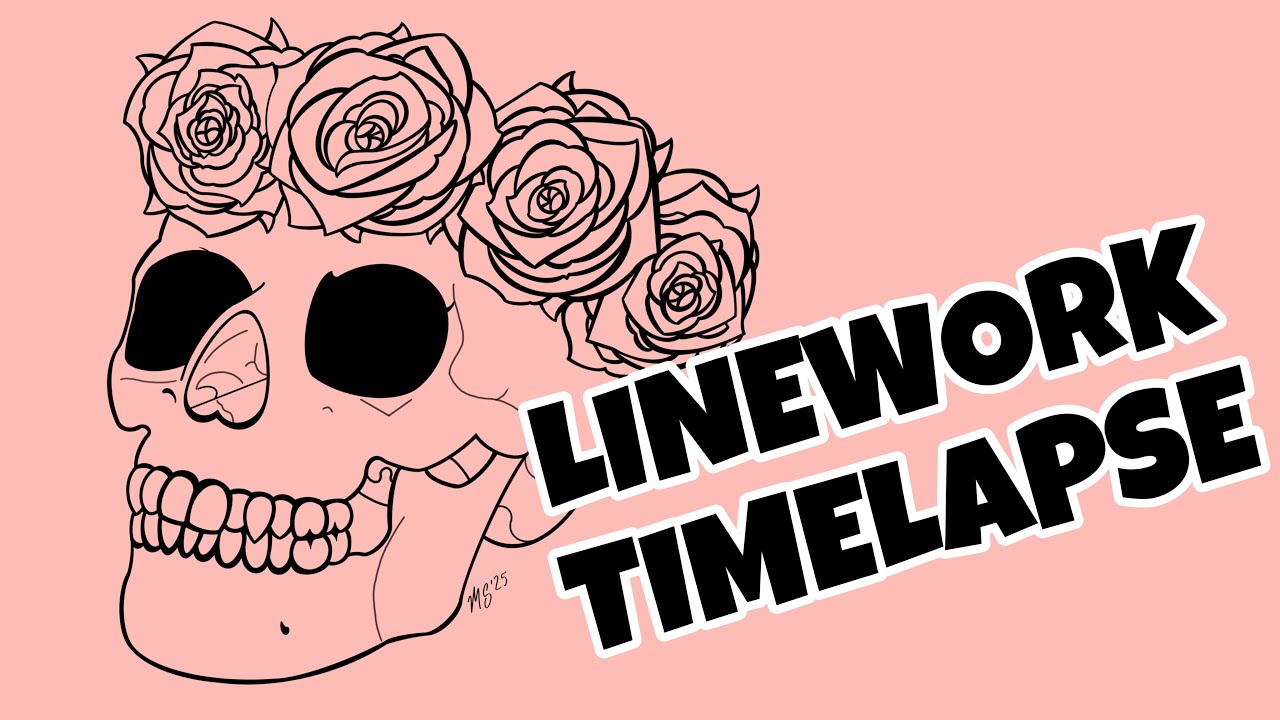 Rose Skull Linework Timelapse