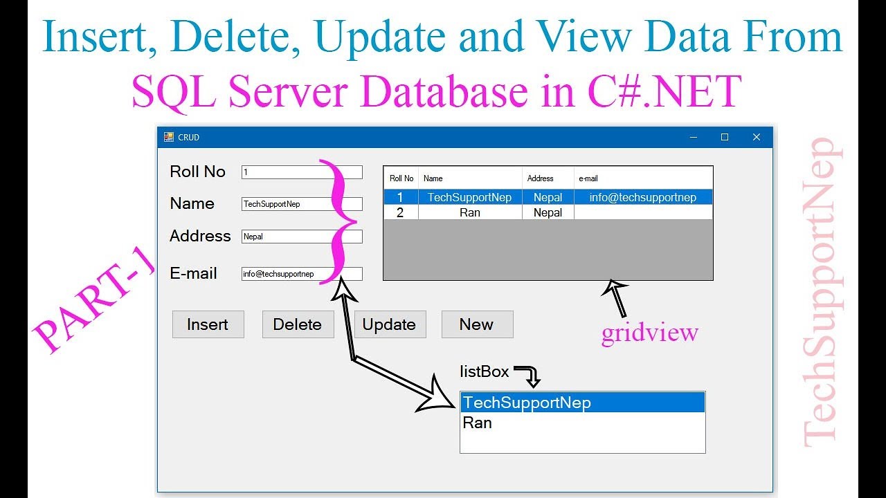 Insert Update Delete and View Data From SQL Server Database in C#.NET[Part-1][With Source Code]