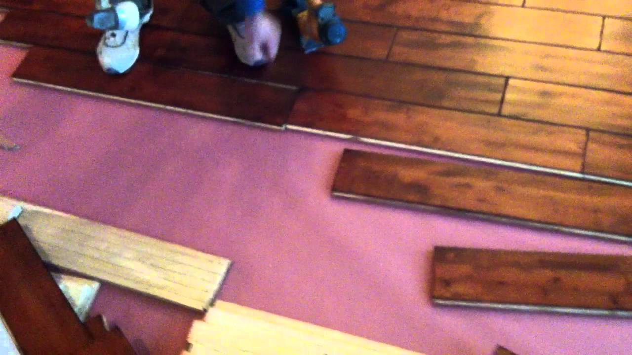 Example of how to nail down hand-scraped hardwood floors