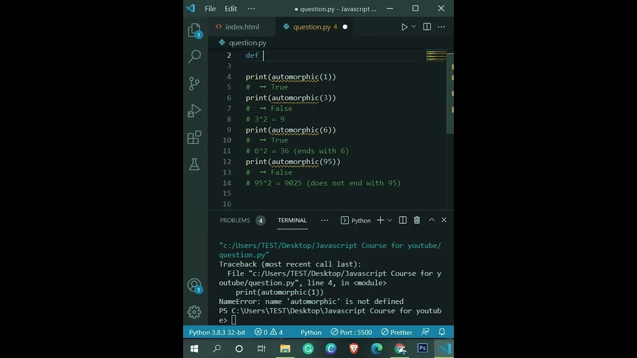#shorts #Programming #coading #python returning automorphic number writing a python function