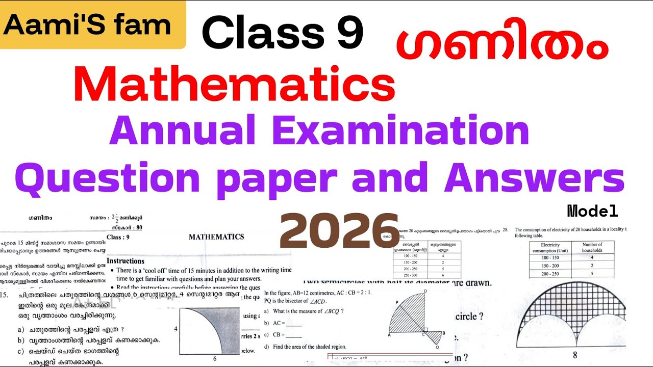Class 9 - Maths - Annual Exam Question paper and answers 