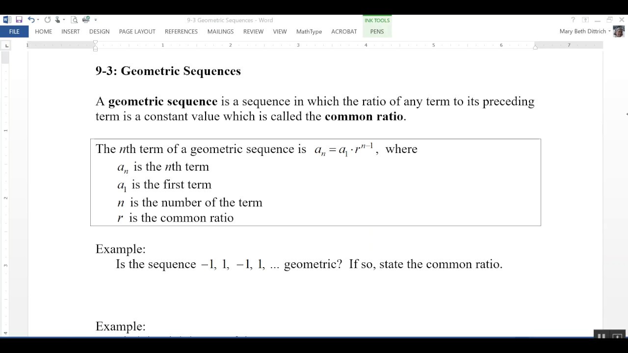 9-3 Geometric Sequences