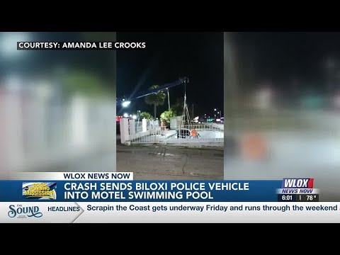 Crash sends Biloxi Police cruiser into motel swimming pool