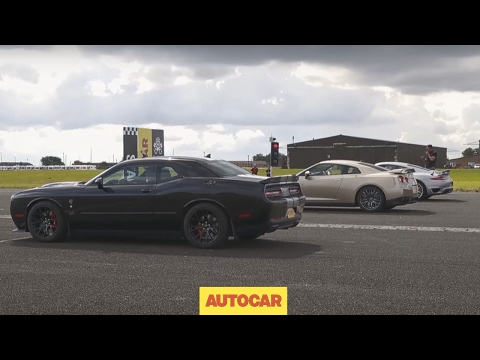 Dodge Challenger Hellcat vs Porsche 911 Turbo S vs Nissan GT-R Drag Race