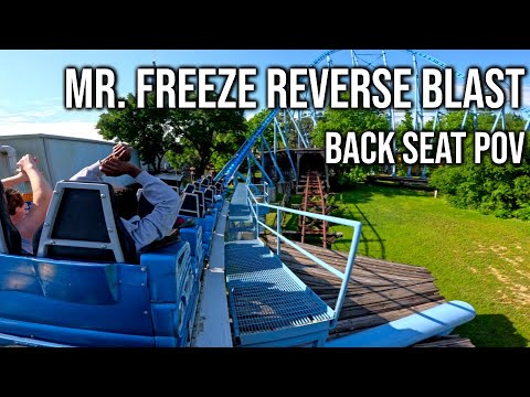 Mr. Freeze Reverse Blast 5K Back Seat (side view) POV Six Flags Over Texas