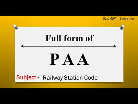 PAA ka full form | Full form of PAA in English | Subject - Railway Station