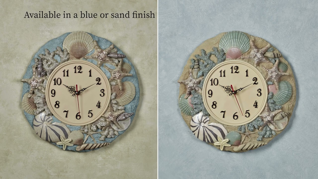 By the Sea Coastal Seashell Wall Clock