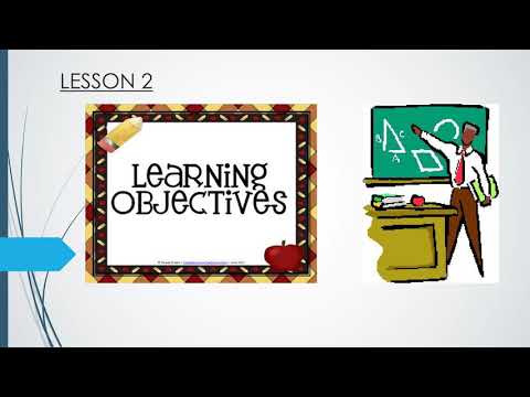 LESSON 2 Learning Objectives (Part 1)