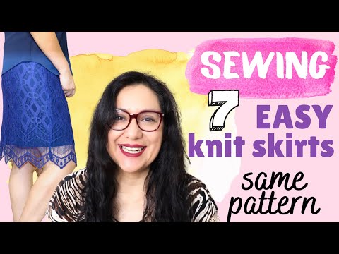 7 skirts! COOL prints & knit fabrics. Sybil Illusion Skirts (Love Notions). Lining & more.