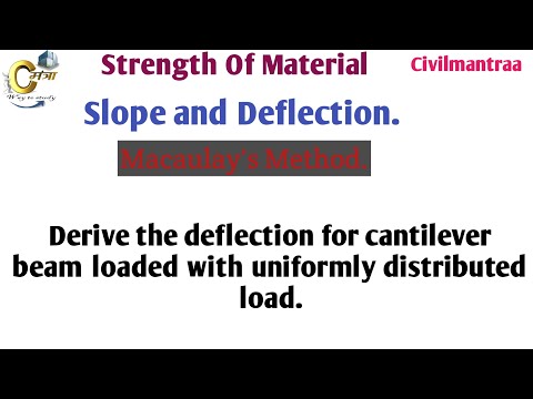 Derive the deflection for cantilever beam loaded with uniformly distributed load.(Macaulay's Method)