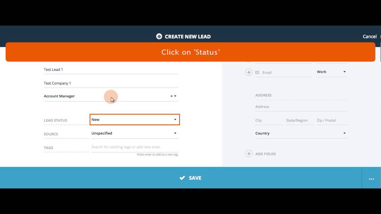 To Create a New Lead for Teamgate CRM
