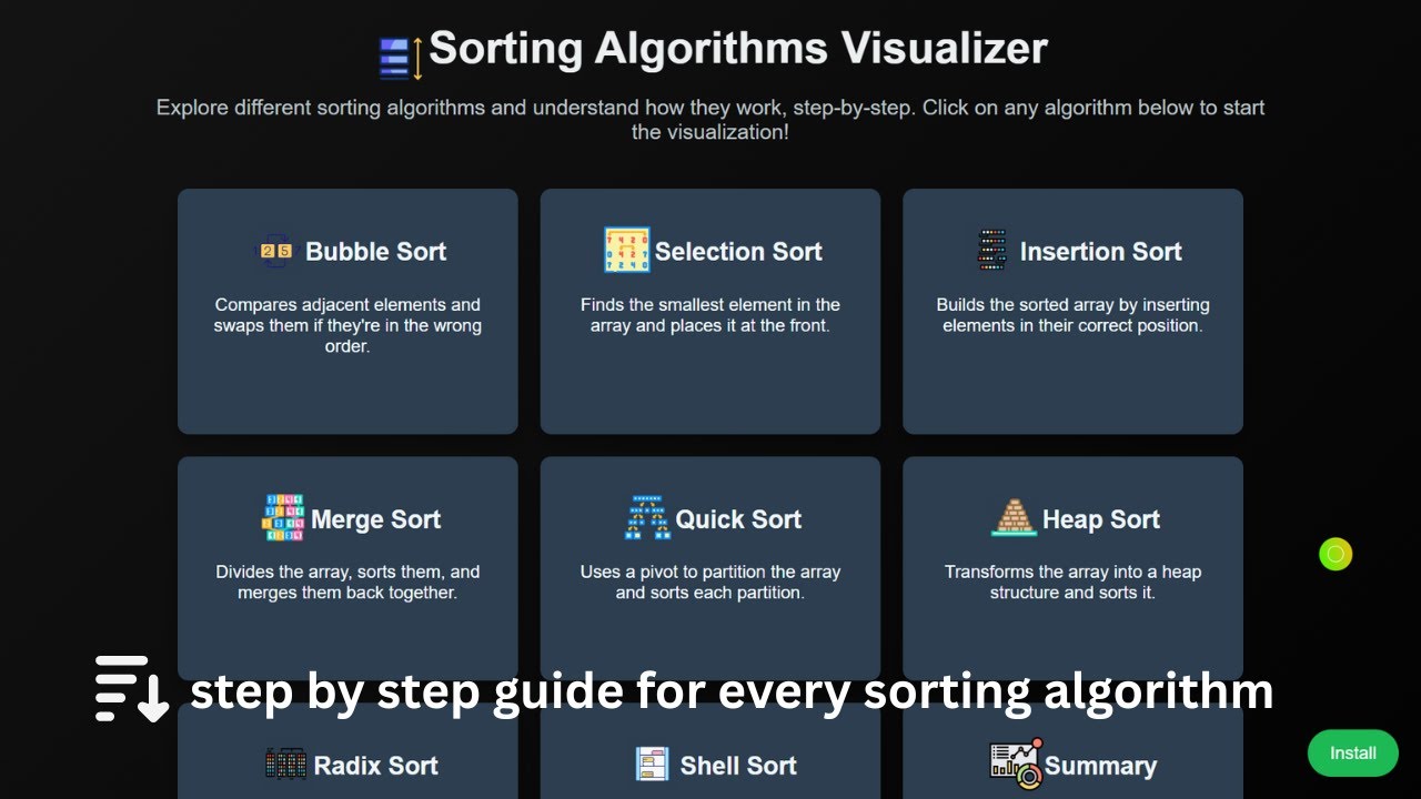 Sorting Algorithm visualizer | step by step each algorithm | Code With Ease