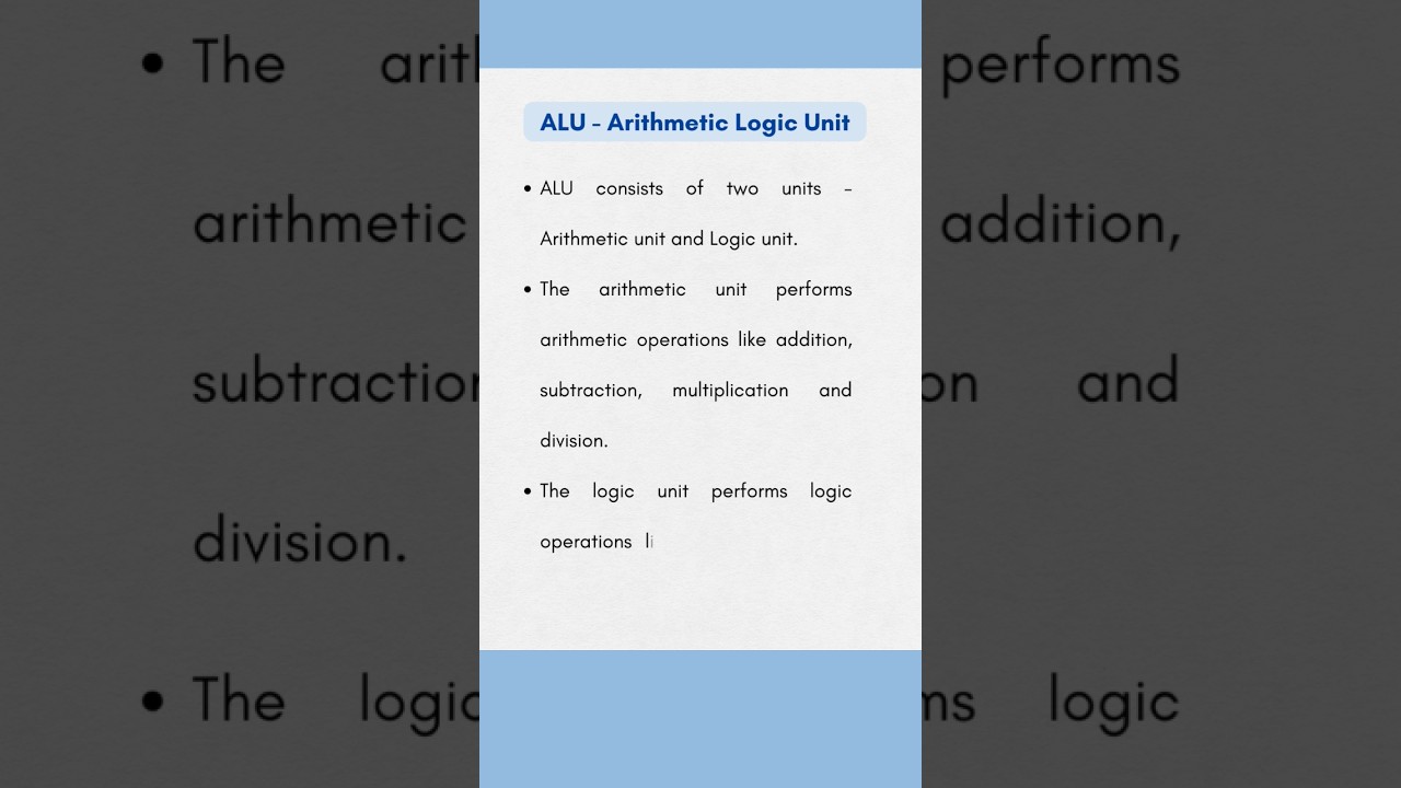 What is ALU (Arithmetic Logic Unit) Computer Fundamentals |