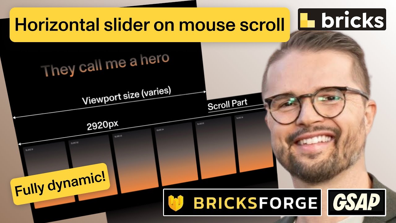 How I made a horizontal slider on mouse scroll with Bricksbuilder, GSAP & Bricksforge
