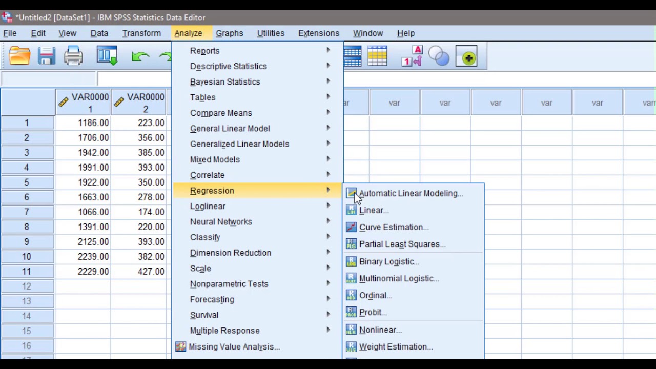 How to do simple linear regression in SPSS