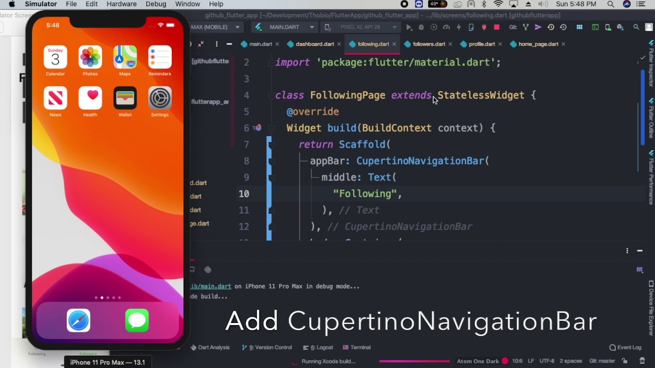 Flutter GitHub App - AppBar With Search Button: 03