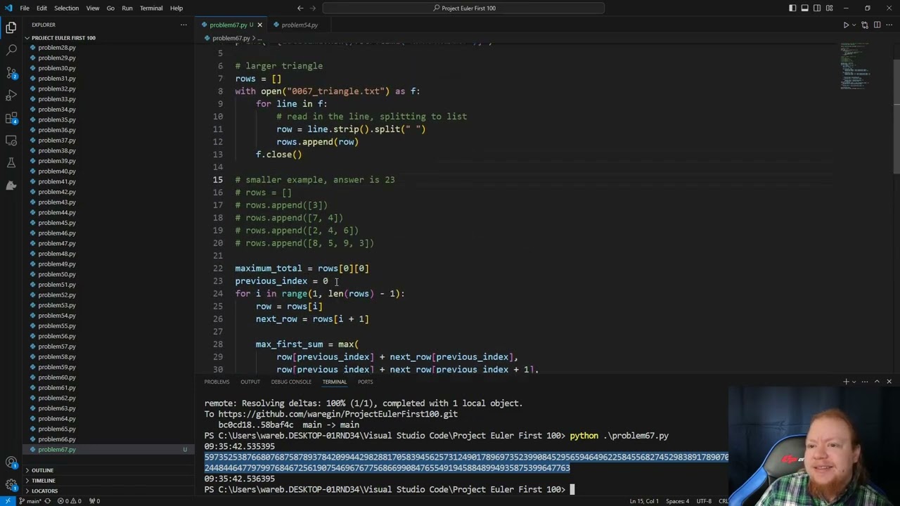 Project Euler Problem 67: Maximum Path Sum II