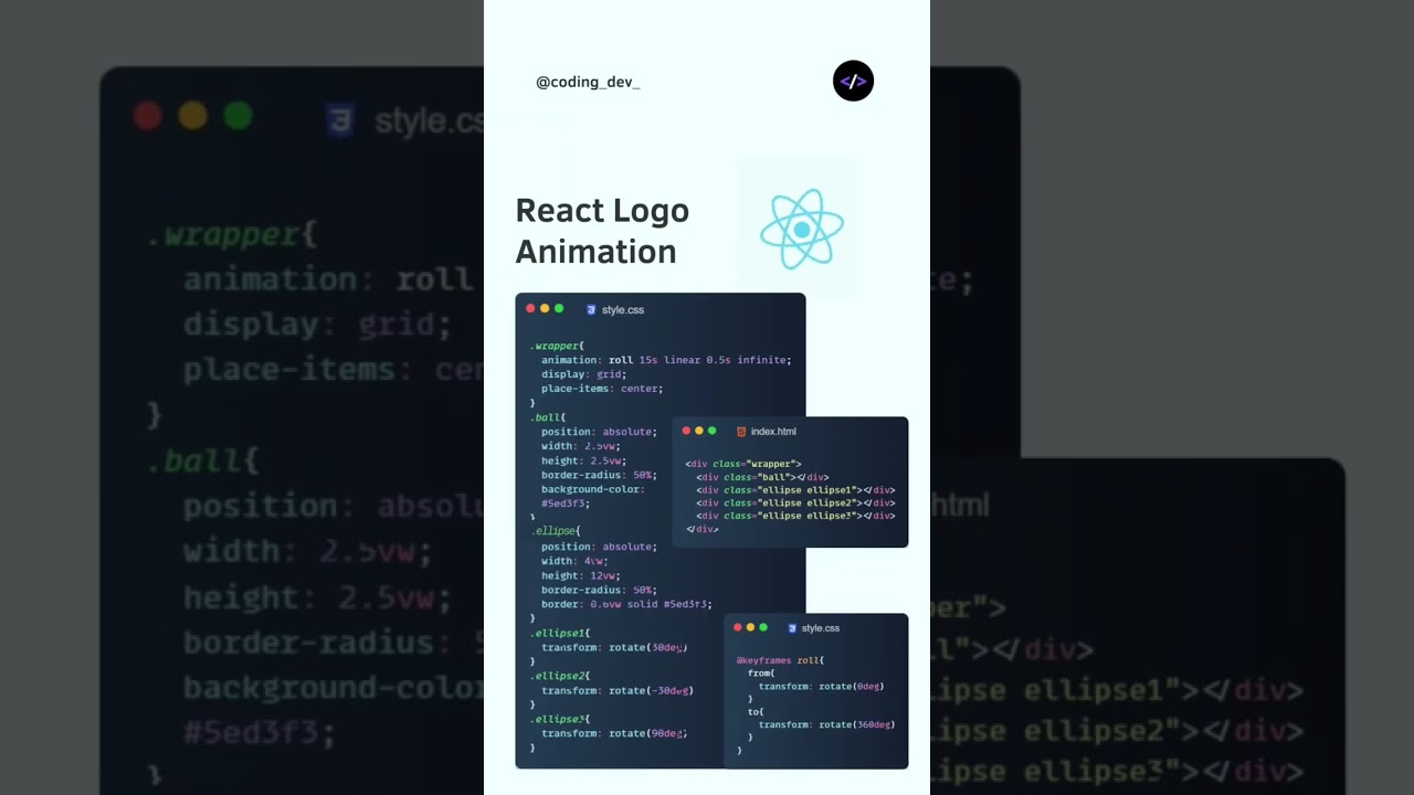 React Logo Animation with pure CSS✨ #css3 #html #htmlcss #webdesign #webdevelopment #coding #css