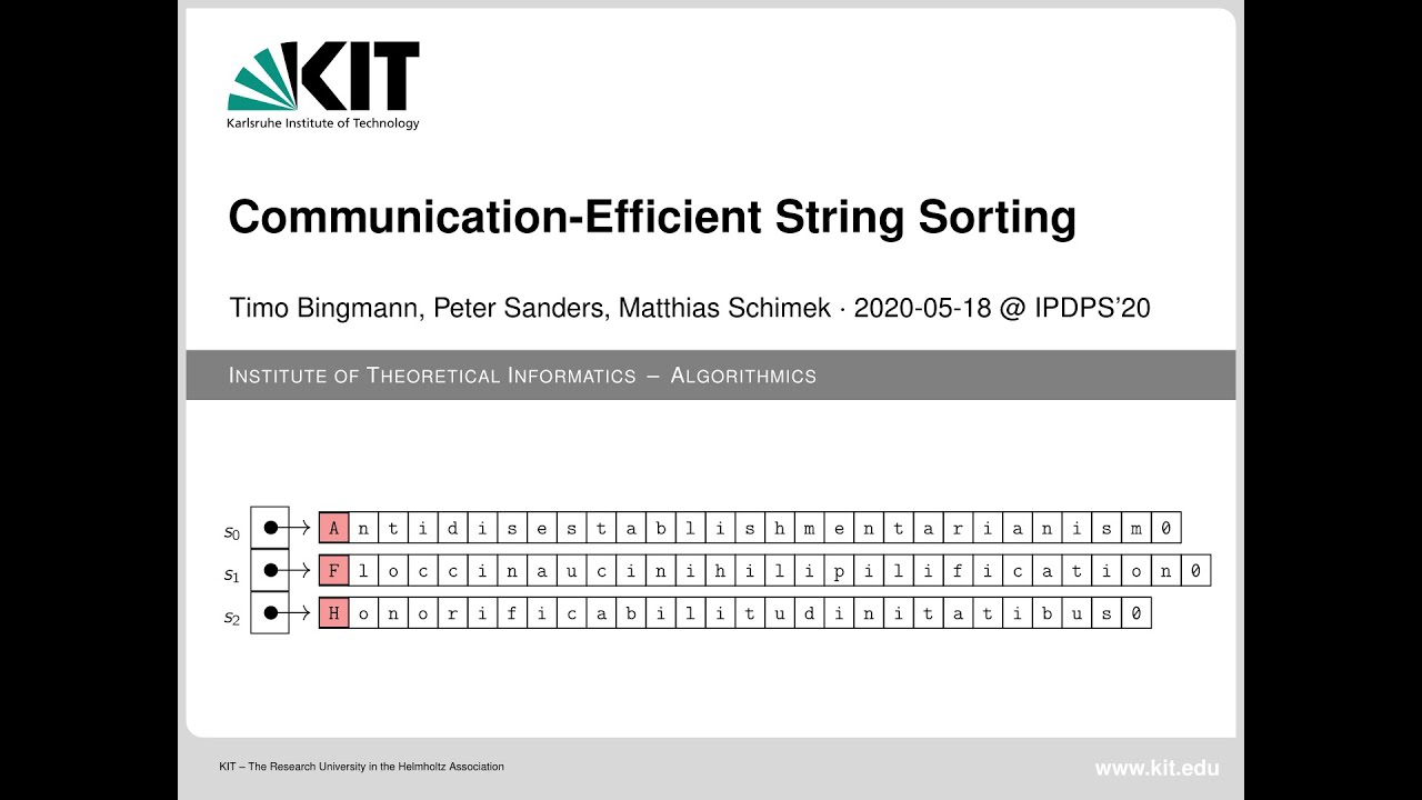 Communication-Efficient String Sorting Presentation at IPDPS'20