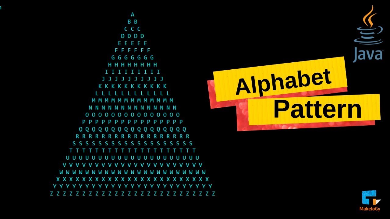 Alphabet Patterns in JAVA | java program | MakeloGy