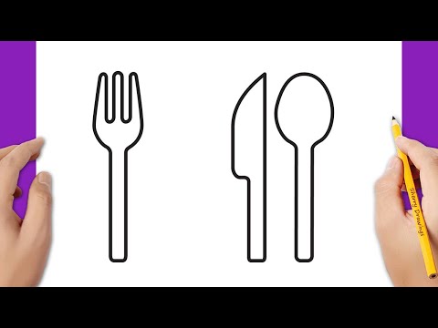 How to draw a spoon, a fork and a knife
