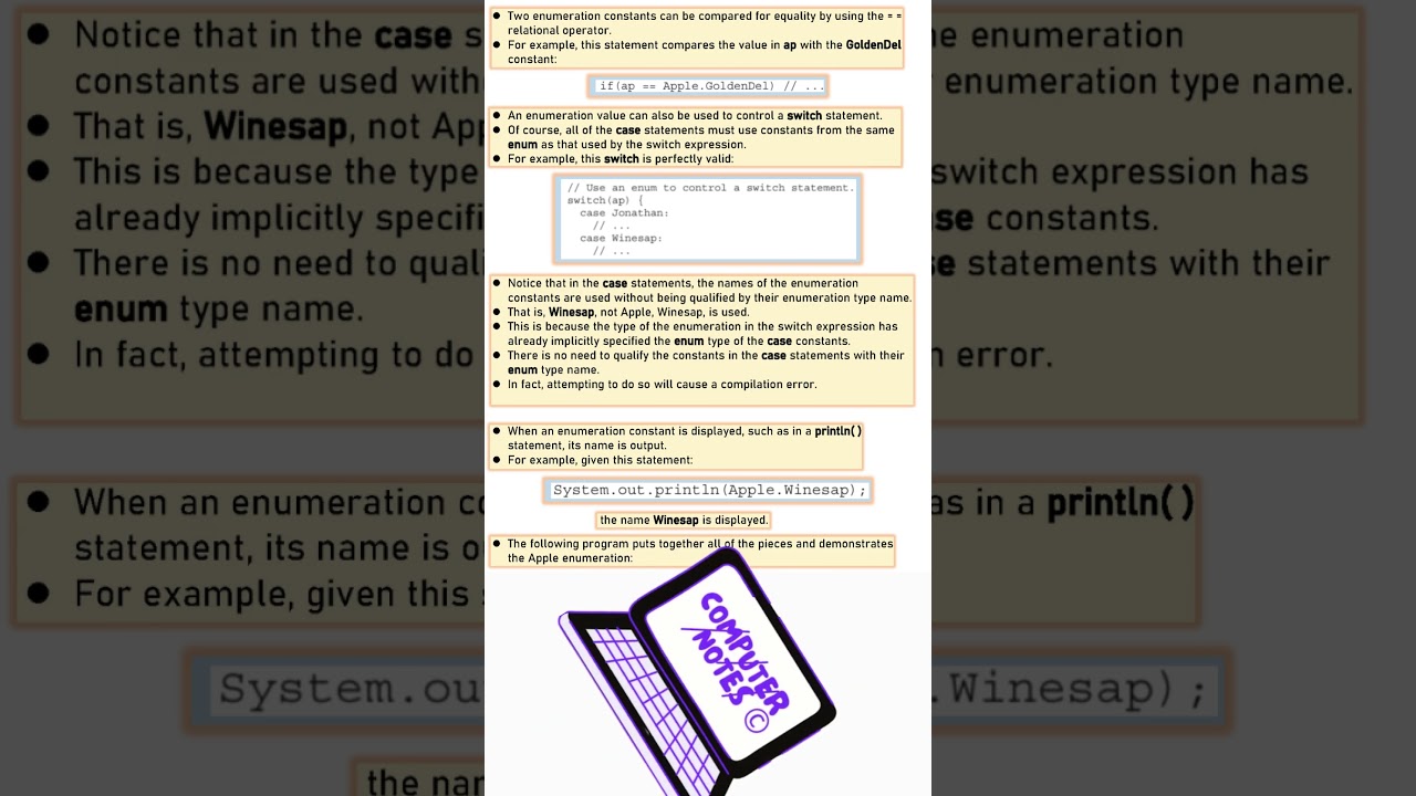 (PDF) Enumerations | The values( ) and valueOf( ) Methods #java #bca #computerscience #bca #pdf
