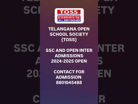 Telangana Open School Society (TOSS) SSC & Open Inter Admission 2024-25 Open, Call 8801045488 #short
