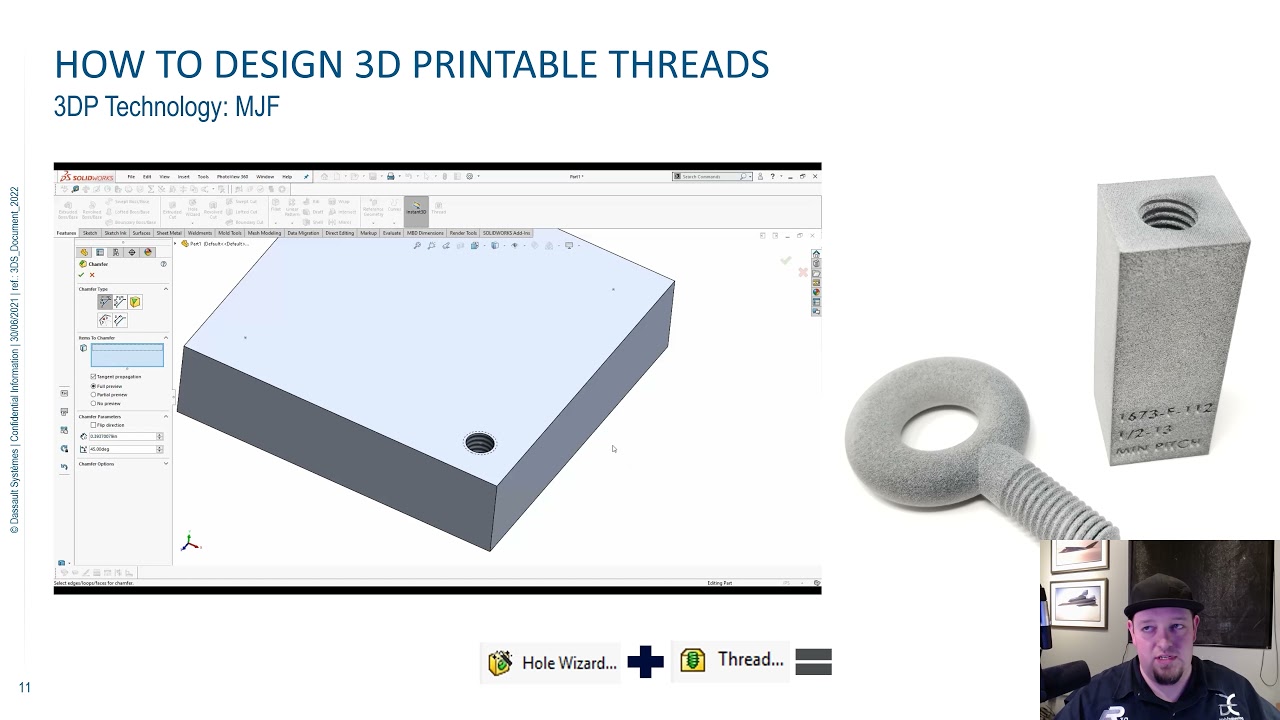 How To Design 3D Printable Threads using Solidworks