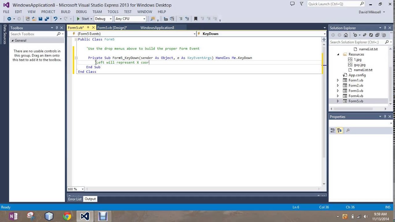 Visual Basic Using Arrow Keys