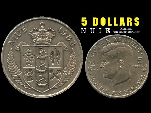 1988 Old Coin of Nuie 5 Dollar - "Ich bin ein Berliner"