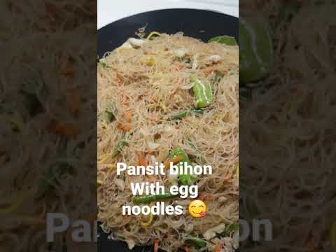 Pansit bihon with egg noodles