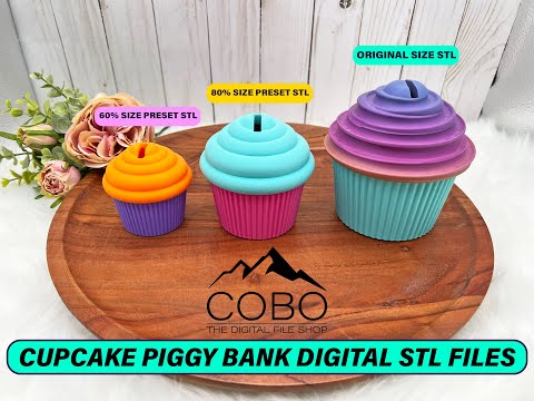 🧁 Cupcake Piggy Bank Digital STL File for 3D Printing, Child Money bank ...